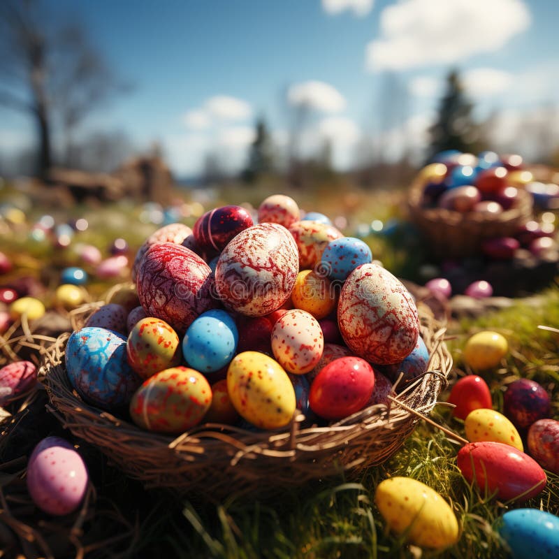 A Bright, Joyful and Colorful Scene during Easter Eggs Season Stock ...
