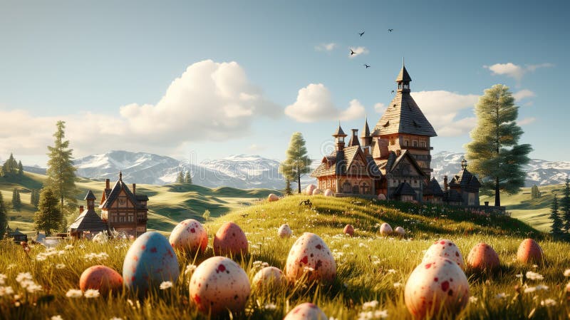 A Bright, Joyful and Colorful Scene during Easter Eggs Season Stock ...
