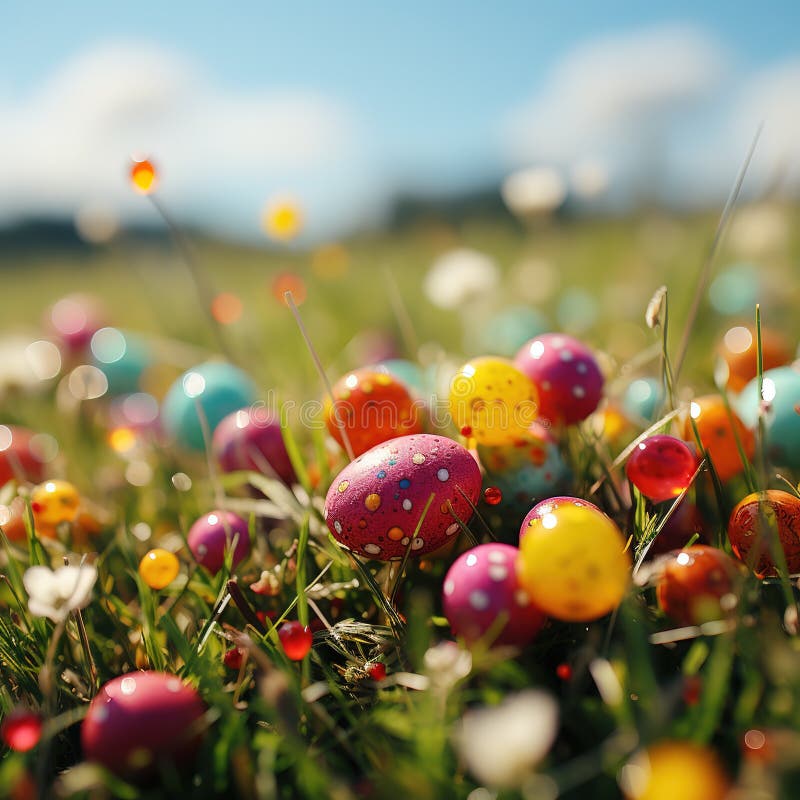 A Bright, Joyful and Colorful Scene during Easter Eggs Season Stock ...