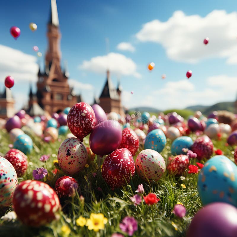 A Bright, Joyful and Colorful Scene during Easter Eggs Season Stock ...