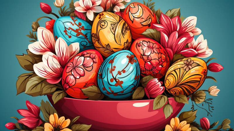 A Bright, Joyful and Colorful Scene during Easter Eggs Season Stock ...