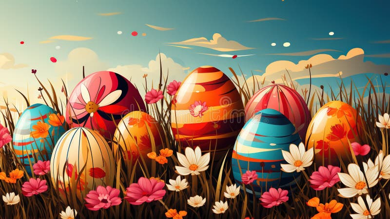 A Bright, Joyful and Colorful Scene during Easter Eggs Season Stock ...