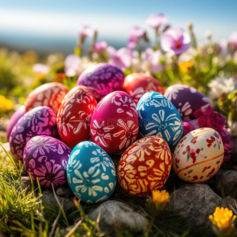 A Bright, Joyful and Colorful Scene during Easter Eggs Season Stock ...