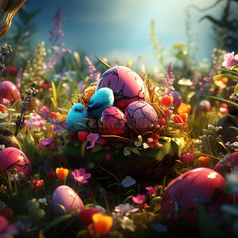 A Bright, Joyful and Colorful Scene during Easter Eggs Season Stock ...