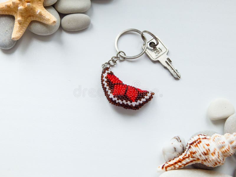 Bright Key Chain and Sea Conch Stock Image - Image of handmade, gift ...