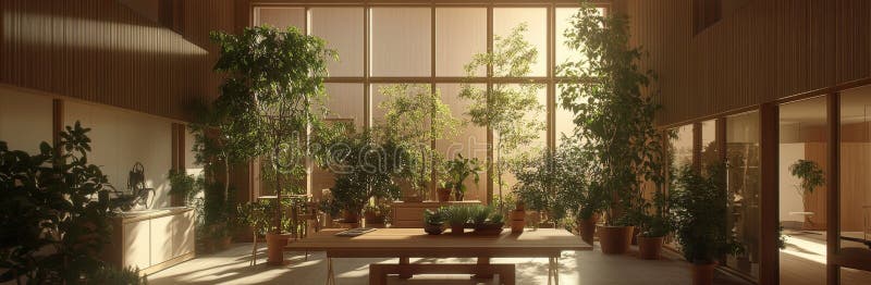 In this Bright Kitchen, There is a Large Desk Offering a Vast Empty ...