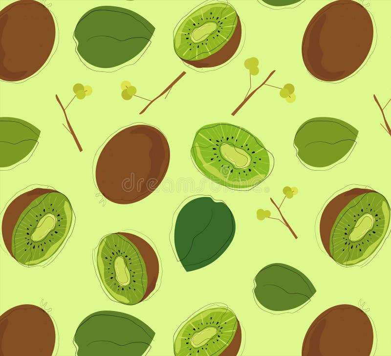 Pattern with Kiwi Green Leaves Stock Illustration - Illustration of ...