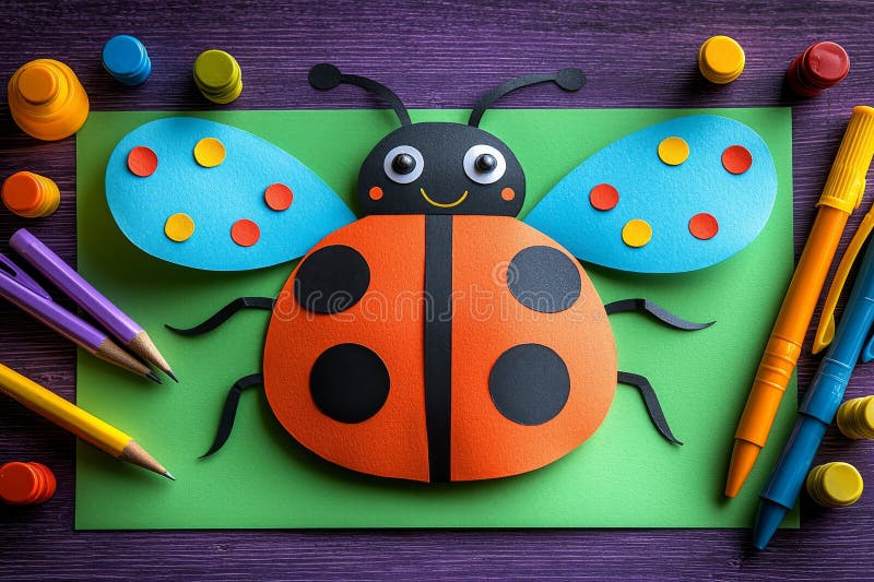 A Bright Ladybug Cardboard Card Stock Illustration - Illustration of ...