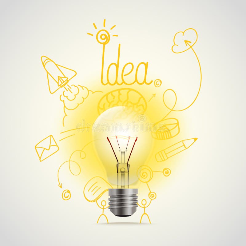 Bright Lamp Vector Illustration. Idea Stock Vector - Illustration of ...