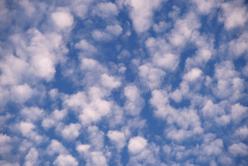 Bright Landscape of White Puffy Clouds Spread on Blue Clear Sky Stock Photo - Image of wool ...