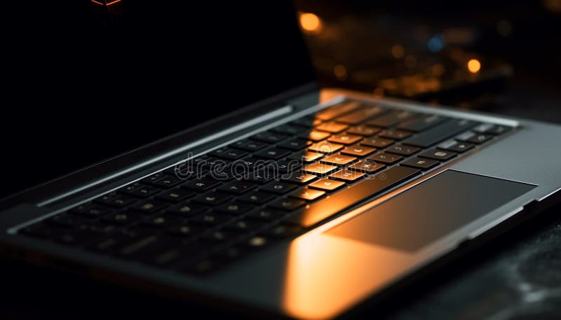 Bright Laptop Keyboard Glows with Wireless Connection Generated by AI ...