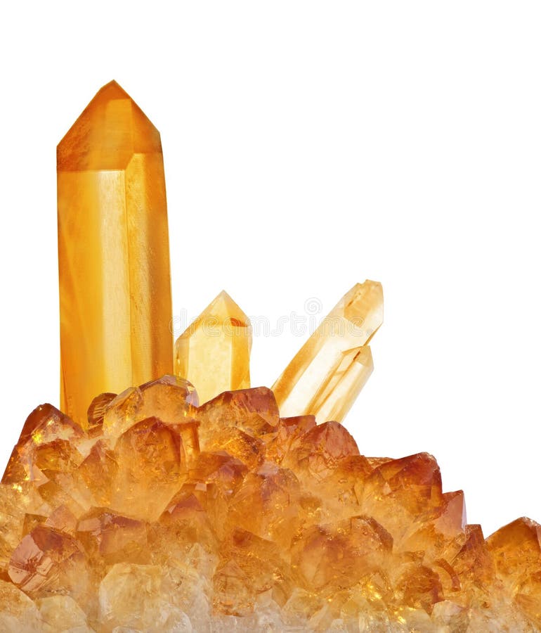 Bright Large Citrine Crystals Isolated on White Stock Image - Image of ...