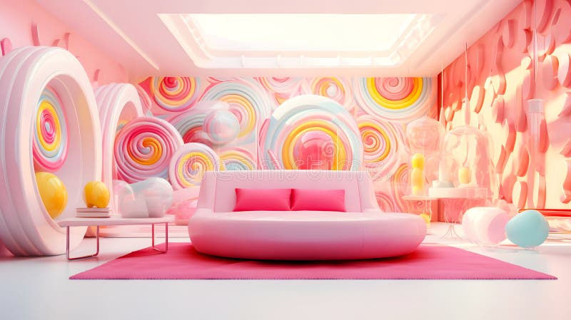 Bright Large Luxury Room in the Candy Hotel. Stock Illustration ...