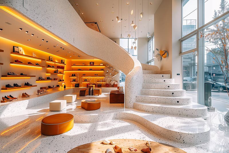 Bright Large Shoe Store with New Collection Stock Photo - Image of ...