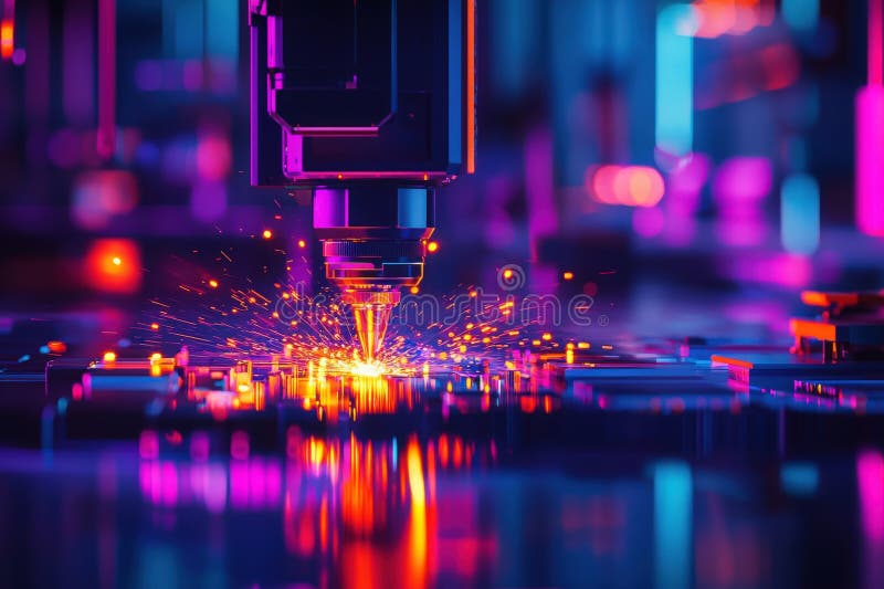 Bright Laser Cutting Process Highlighting Sparks and Precision in ...