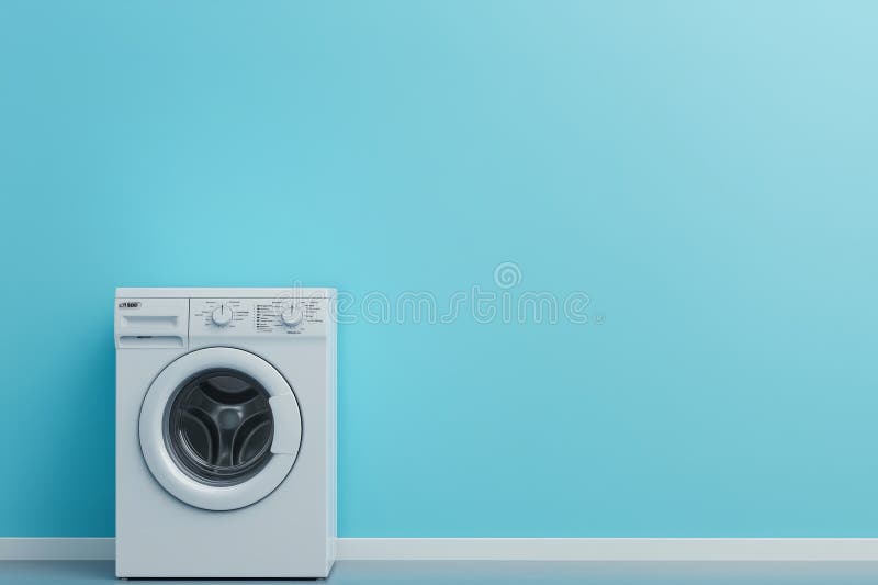 Bright Laundry Room Featuring a Washing Machine Against a Light Blue ...