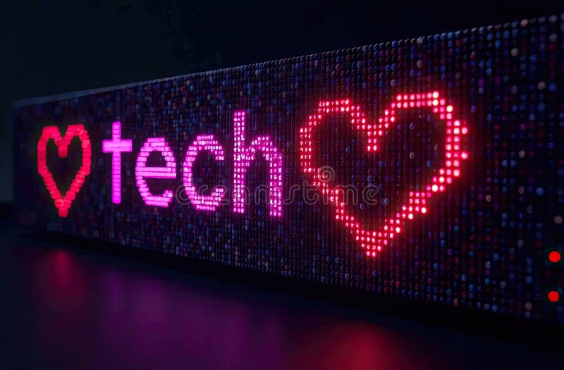 Bright LED Display Showcasing Love for Technology in a Dark Setting ...