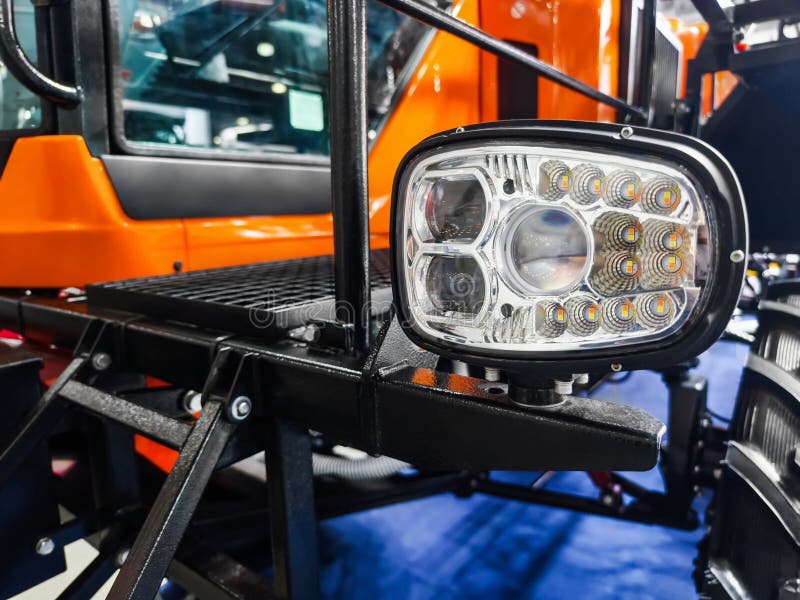 Bright LED Light on a Modern Agricultural Tractor Designed for ...