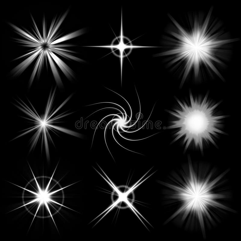 Bright Lens Flare Burst Pack Stock Illustration - Illustration of lens ...