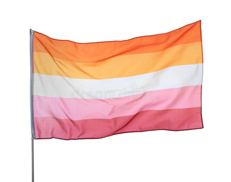 Bright Lesbian Flag Fluttering on White Background Stock Photo - Image ...