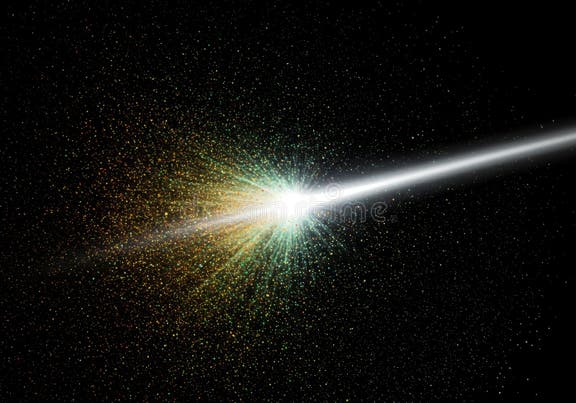 Bright Light Beam Explosion in Dark Space Stock Illustration ...