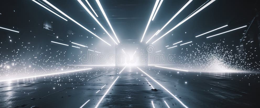 Bright Light Beams Illuminating a Dark Space with Particle Effects in ...