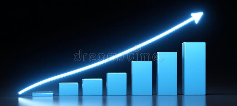 Bright Light Blue Ascending Graph Line with Simple Bar Background ...