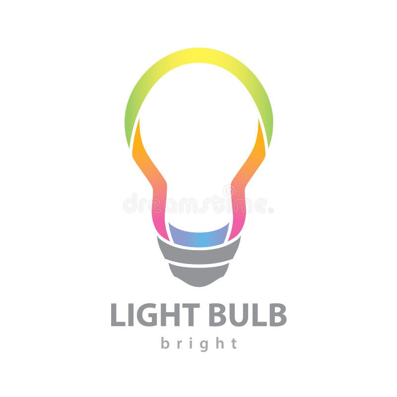 Bright Light Bulb Flat Icon Isolated on White Stock Vector ...