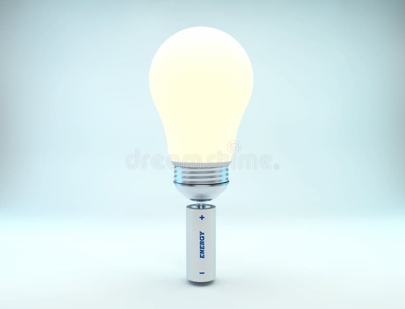 Bright Light Bulb and Battery Energy Cold Temperature Stock ...