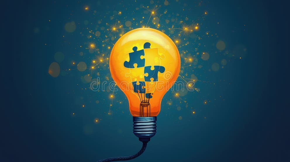 A Bright Light Bulb with Colorful Puzzle Pieces Inside Symbolizes ...