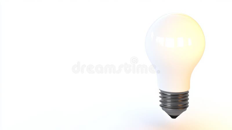 Bright Light Bulb Glowing Softly Against a White Background Showcasing ...