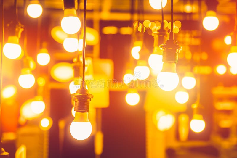 Bright Light Bulb Hanging Interior Decoration Stock Image - Image of ...