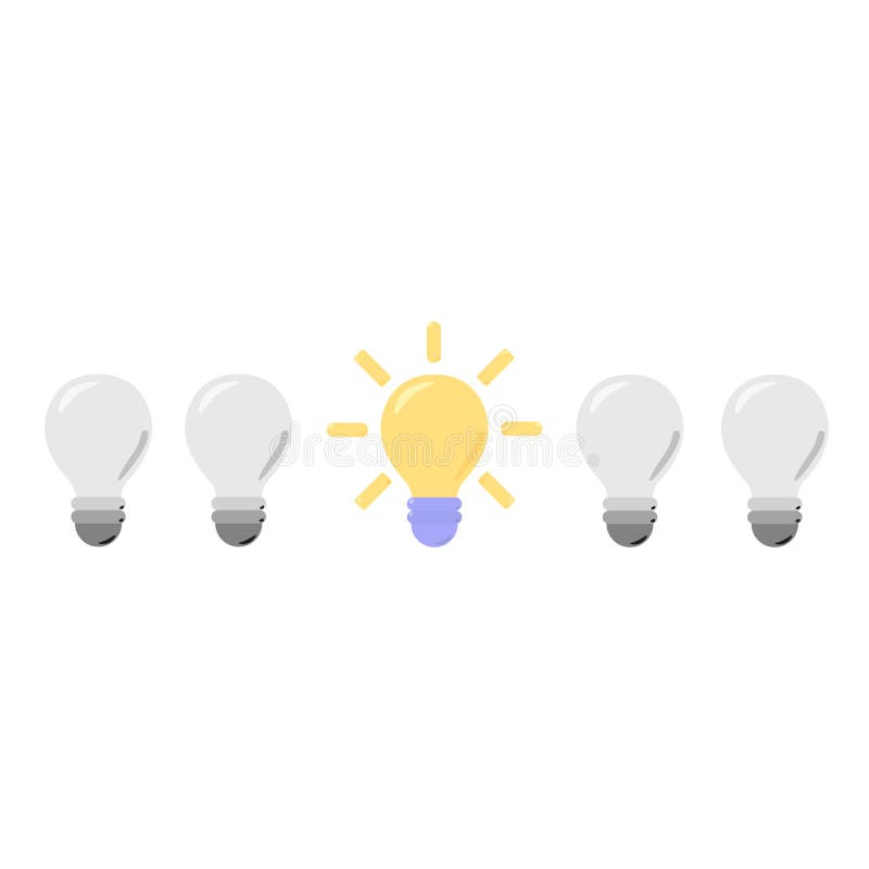 Bright Light Bulb Icon. Business Idea, Strategy Concept Set Vector ...
