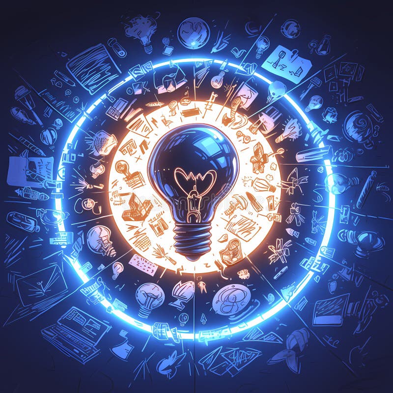 Bright Light Bulb Icon, Symbolizing Innovation and Creativity Stock ...