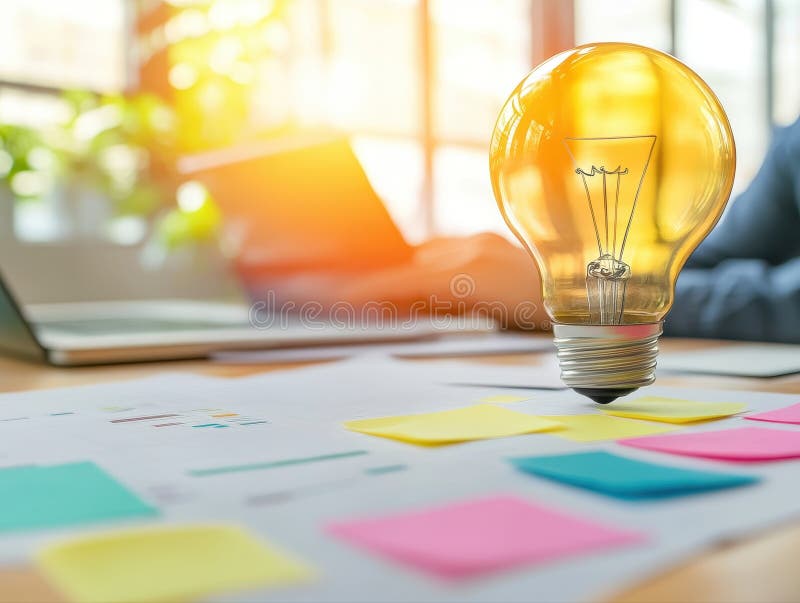 A Bright Light Bulb Illuminating a Minimalistic Table Setting ...