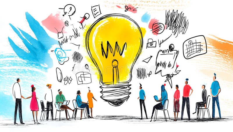 Bright Light Bulb Illustration Symbolizing Creativity and Teamwork ...