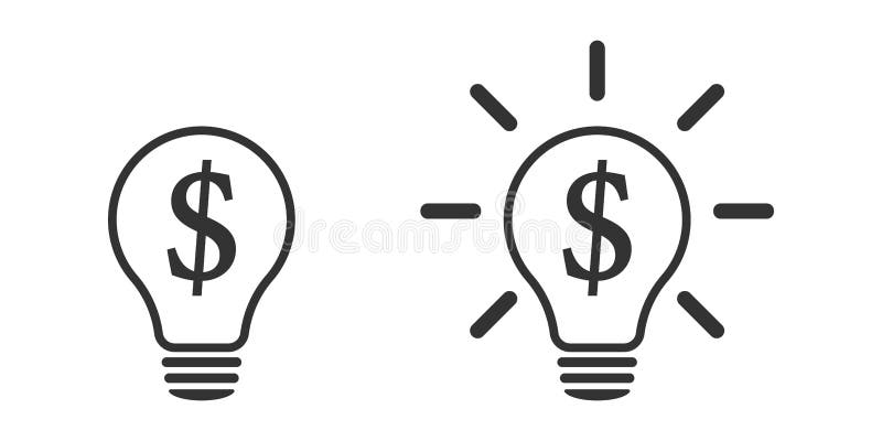 Bright Light Bulb Inside - a Dollar Symbol. Idea Lamp Icon Collection ...