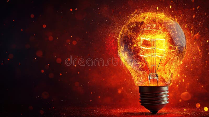 Bright Light Bulb with an Intriguing Fire Inside Creating a Unique ...