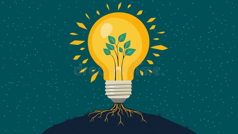 A Glowing Light Bulb with Roots Representing the Generative AI ...