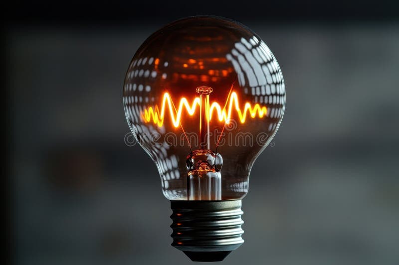 Bright Light Bulb Showcasing Electric Waveform in a Minimalist Setting ...