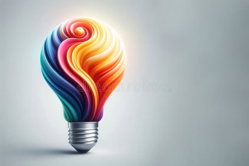 Bright Light Bulb Wavy Colored Lines Space Text Stock Photos - Free ...