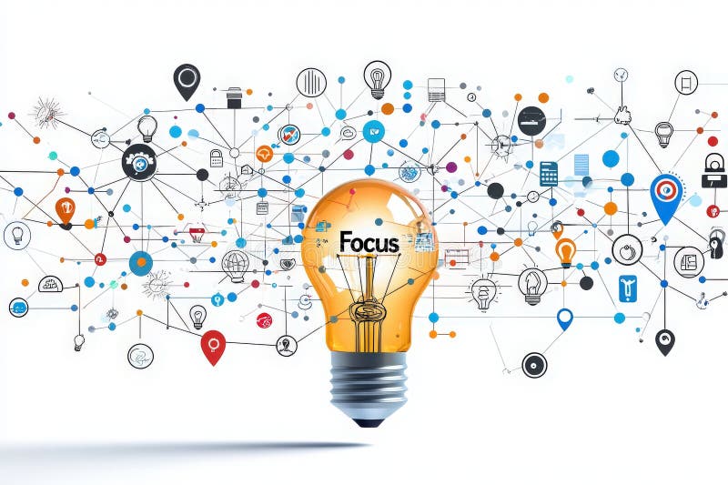 Light Bulb Symbolizing Creativity and Innovation within a Connected ...