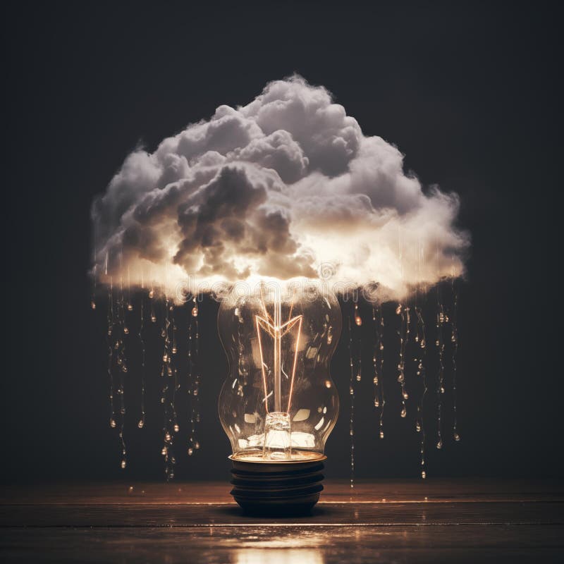 Bright Light Bulbs,concept Natural Light and Rain Clouds Stock Image ...