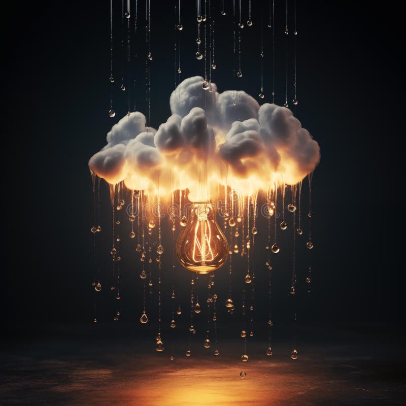 Bright Light Bulbs,concept Natural Light and Rain Clouds Stock Image ...