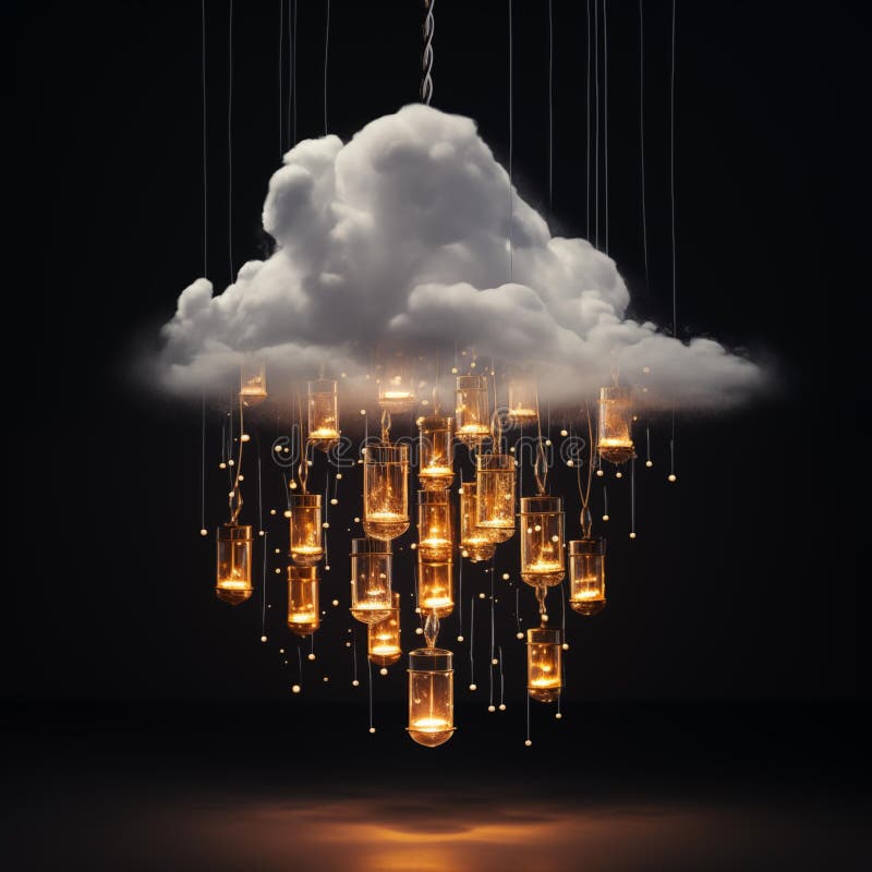 Bright Light Bulbs,concept Natural Light and Rain Clouds Stock Image ...