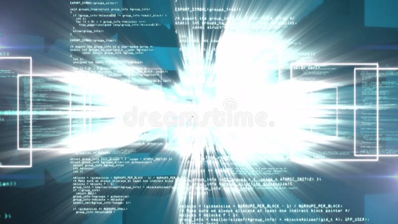 Bright Light Burst with Programming Code and Data Processing Animation Stock Video - Video of ...