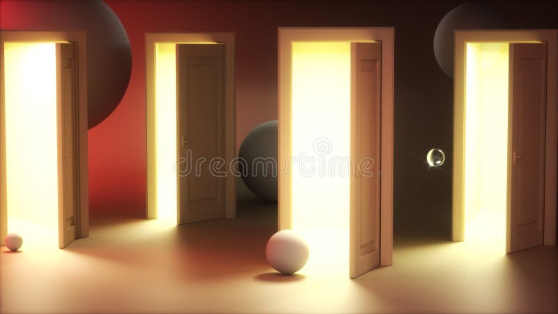 Bright Light from Doorways of Slightly Open Doors in a Room with ...