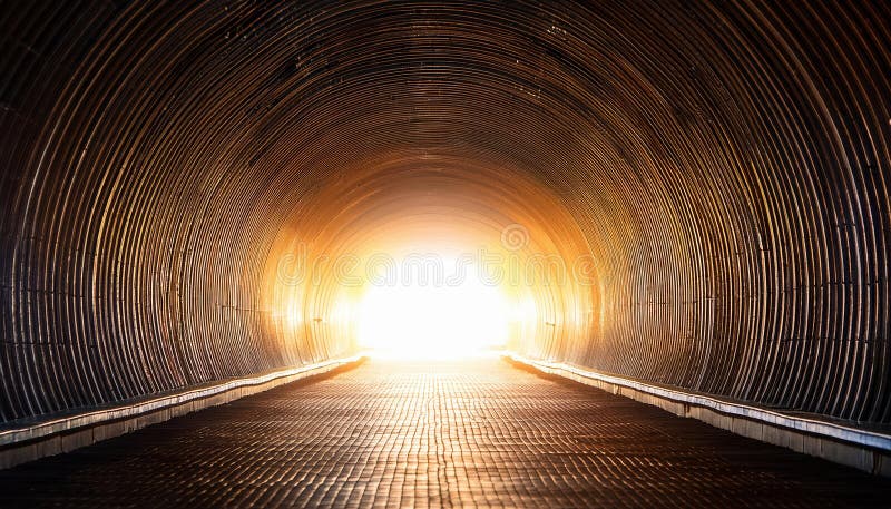 Bright Light Emerging from Tunnel Symbolizes Progress and Realization ...
