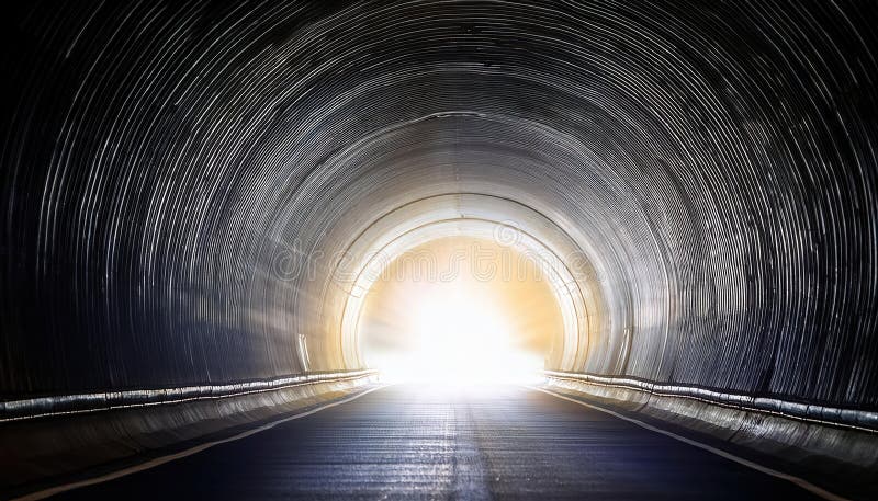 Bright Light Emerging from Tunnel Symbolizes Progress and Realization ...