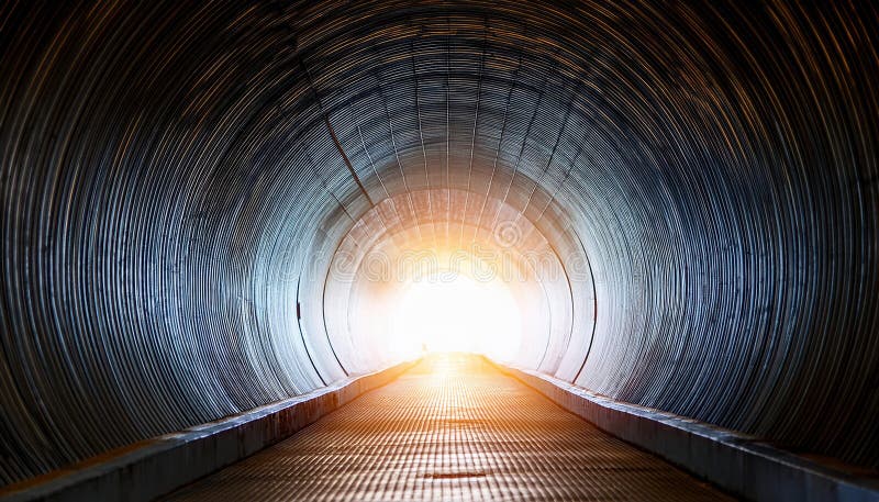 Bright Light Emerging from Tunnel Symbolizes Progress and Realization ...